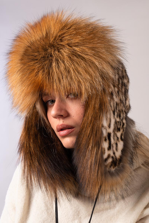 czapka pilotka, czapka pilotka z futrem, czapka pilotka z lisa